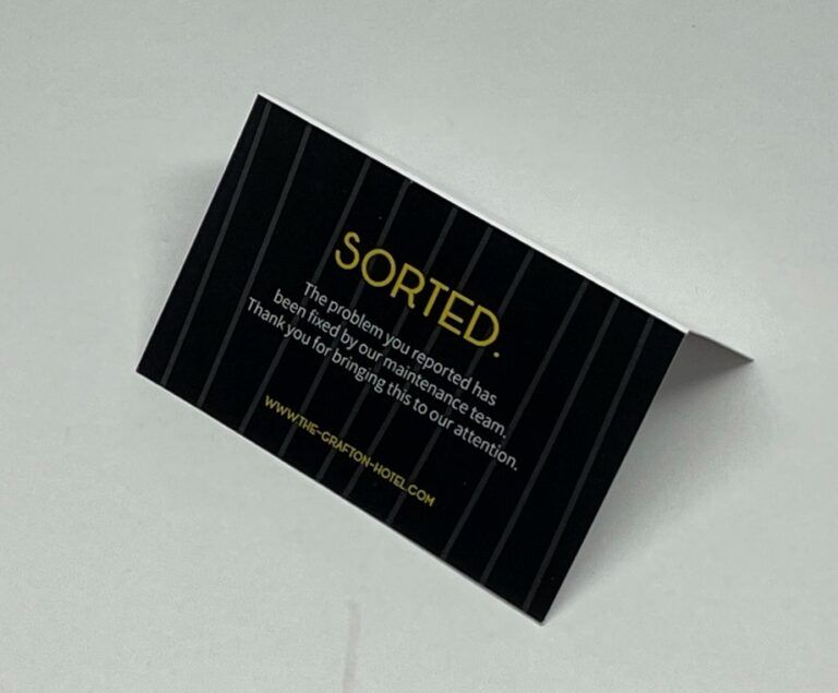 Hederman - Hassle-free print and design | In-room Tent Card Notices